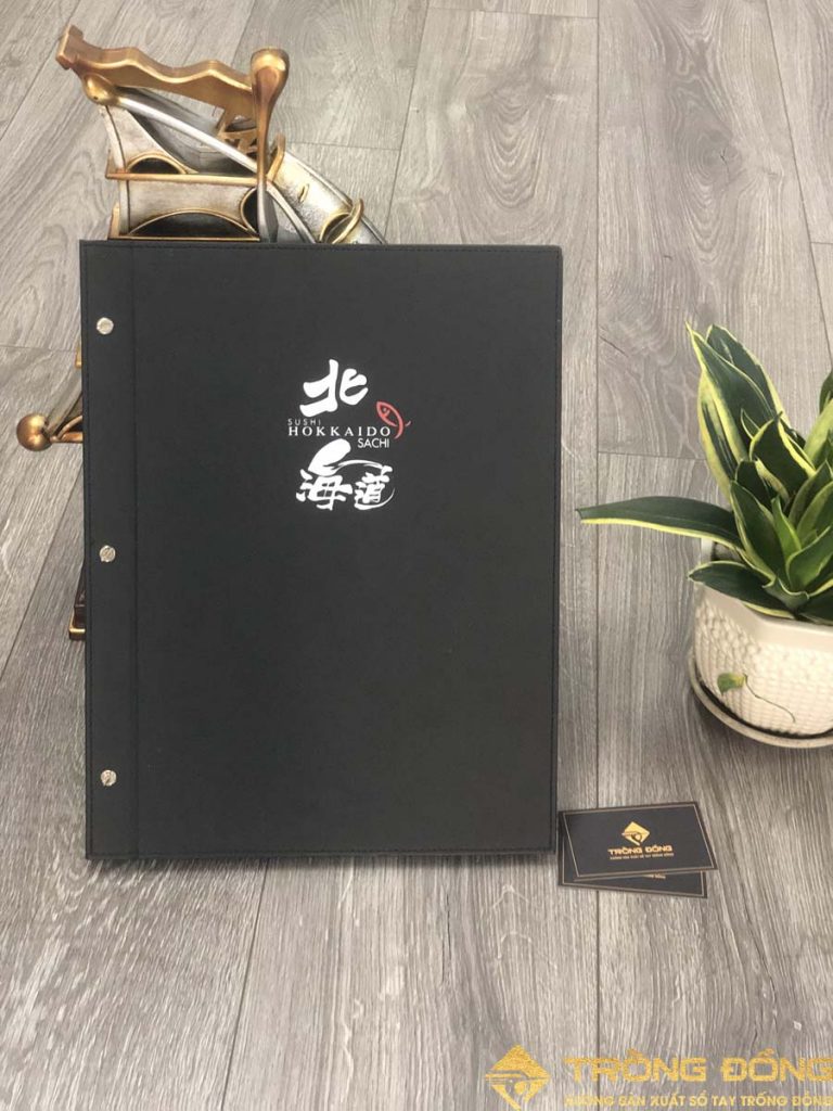 Menu Bìa Da Gáy Đóng Ốc SUSHI HOKKAIDO SACHI 213 - Xưởng Sản Xuất Sổ Da